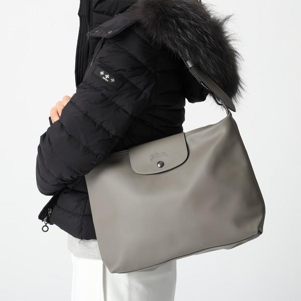 LONGCHAMP ロンシャン ショルダーバッグ ハンドバッグ プリアージュ エクストラ ホーボーバッグ Mサイズ グレー レディース 10189 987 P55 A4対応 : AXES ...