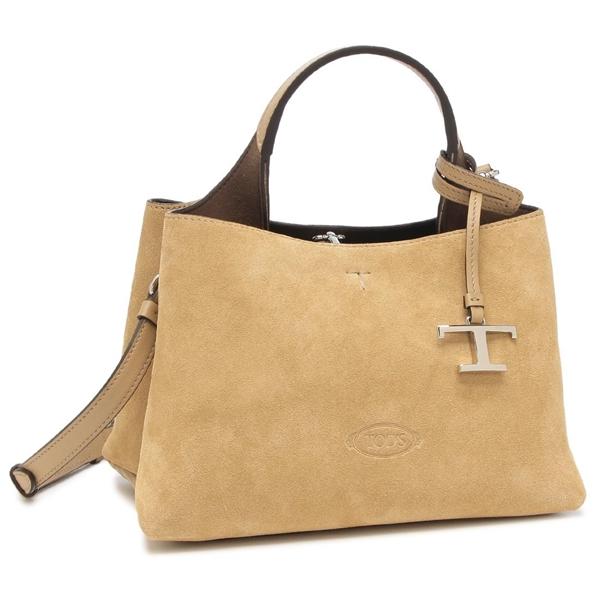 TOD'S トッズ ハンドバッグ ショルダーバッグ Tタイムレス マイクロサイズ スエード ブラウン レディース XBWAPAEL000 ...