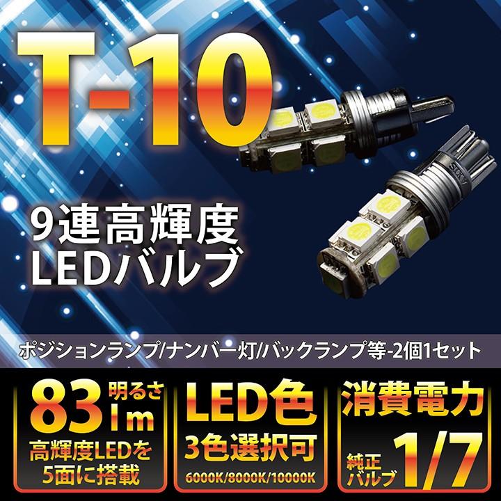 大型アルミヒートシンク搭載！新型T10/T16ウェッジ9連高輝度3チップLED 2個1セットポジションランプ/バックランプ！（メール便発送 ...