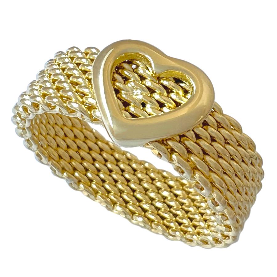 TIFFANY&Co. TIFFANY＆Co. ティファニー リング サマセット ハート メッシュ K18 750 YG イエローゴールド ...