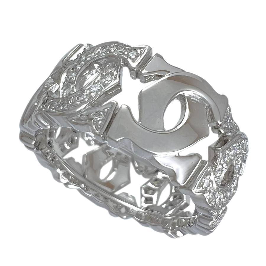 Cartier CARTIER カルティエ リング アントルラセ ハーフダイヤ K18 WG 750 2C C2 ロゴ 50 9号 指輪 ...