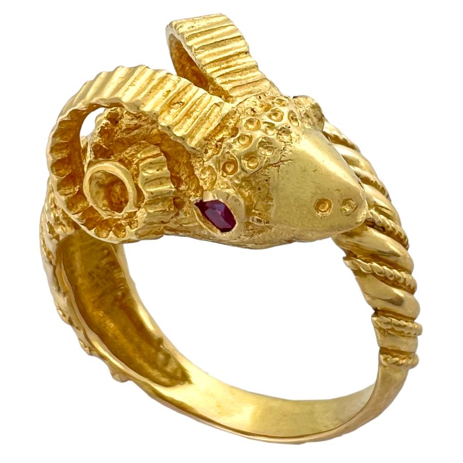 Ilias LALAoUNIS イリアスララウニス リング シープ ルビー アニマルヘッド 羊 ヴィンテージ 750 K18 YG 12.5号 ...