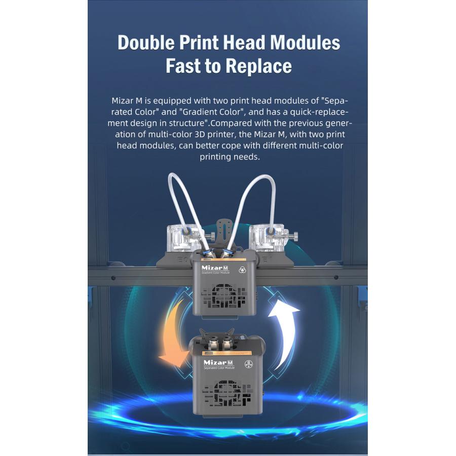 New Geeetech Mizar M Dual Extruder Multi Color 3D プリンター、デュアル Z 軸 ...
