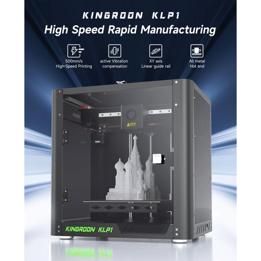 KINGROON KLP1 CoreXY 3D プリンター - Klipper ファームウェア/ノズル温度300℃/印刷速度500mm/s ...