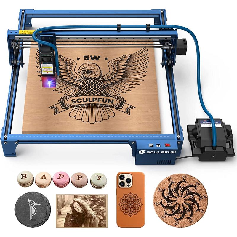 SCULPFUN S30 レーザー彫刻機、自動エアアシストポンプ/ノズル SCULPFUN S30 レーザー彫刻機、自動エアアシストポンプ/ノズル
