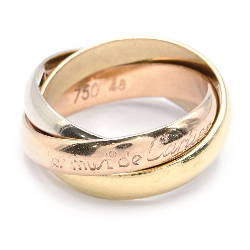 TRINITY（Cartier） カルティエ トリニティリングクラシックMM #48 8号 K18YG K18WG K18PG 三連リング スリーカラーゴールド 地金6.8g 中古 送料無料 ...