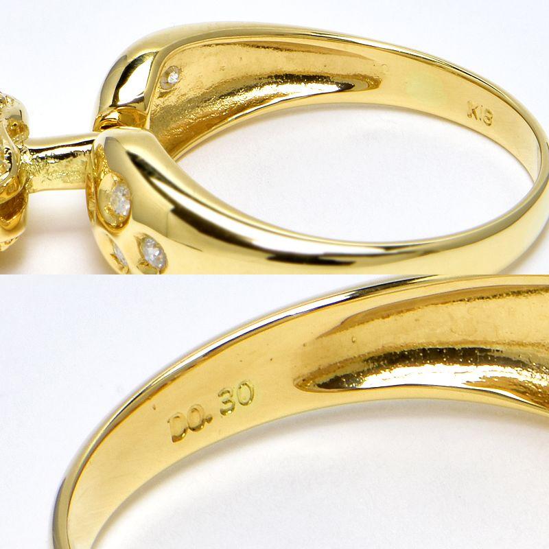 合計0.3ct天然ダイヤリング 14号 K18YG 新品仕上済 ハートモチーフ ハートリング 揺れる スイング 金無垢 イエローゴールド 中古 送料無料 :c240900036609:麻布十番 ...