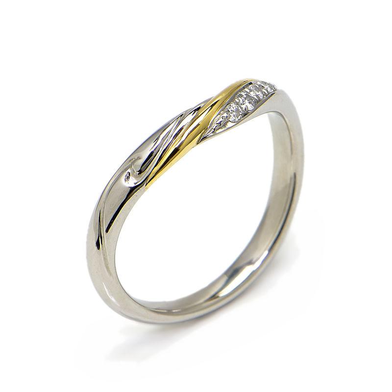 ケイウノ 合計0.37ctダイヤリング 6号 K18YG Pt950 新品仕上済 コンビ ウェーブ 白金 プラチナ イエローゴールド 中古 送料無料 : c241100023104 ...