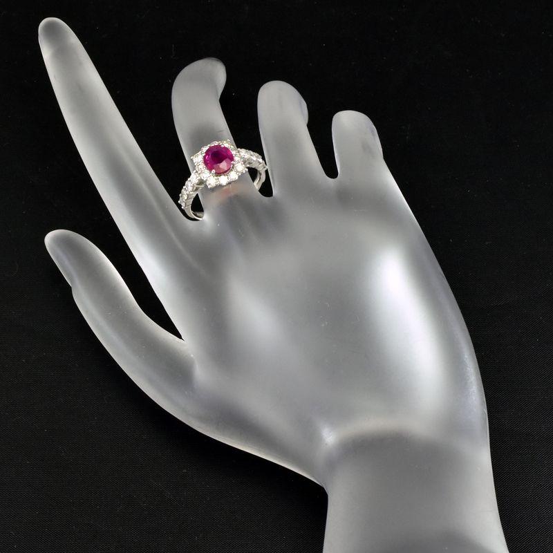 1.037ct天然ルビーリング 11.5号 Pt950 合計1.0ct天然ダイヤ オーバルカット スクエアデザイン 指輪 プラチナ 地金4.0g 中古 送料無料 : 麻布十番Blanc ...