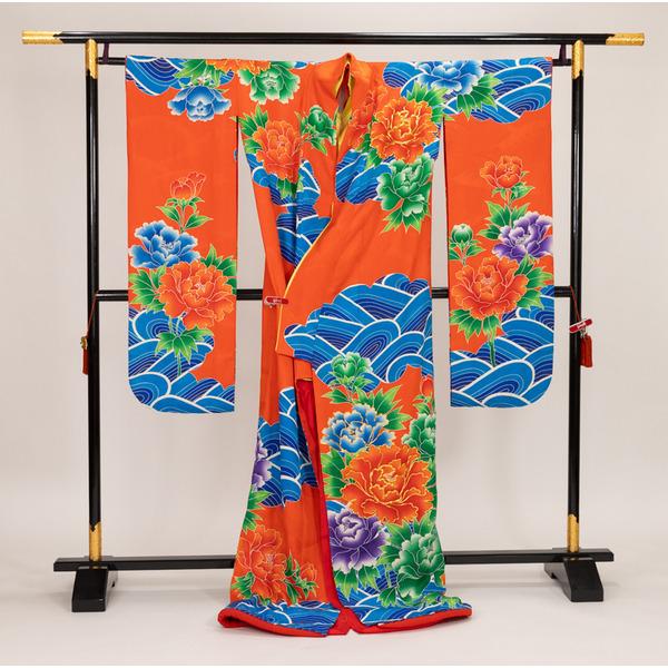 花嫁さんの本振袖 オレンジ 青海波に牡丹 26557＃ : あざらし堂ヤフー店 - 通販 - Yahoo!ショッピング