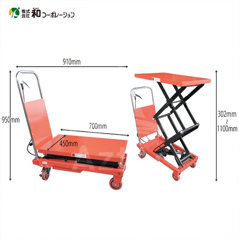 和コーポレーション｜KAZ 油圧テーブル運搬車 KT-150HL 150kg 高上昇タイプ リフター キャスター｜法人様限定 : AZTEC ビジネスストア - 通販 - Yahoo!ショッピング