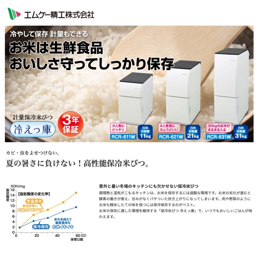 エムケー精工｜計量保冷米びつ 冷えっ庫 高性能保冷米びつ 米収納量 約11kg RCR-611W｜法人様限定 : mks-rcr611w : AZTEC ビジネスストア - 通販 ...