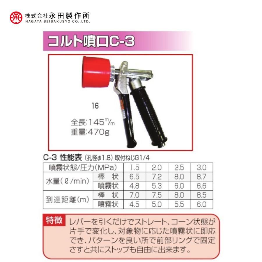 永田製作所｜NAGATA ピストルノズルシリーズ コルト噴口 C−3（G1/4） 1123400｜法人様限定 : AZTEC ビジネスストア - 通販 - Yahoo!ショッピング