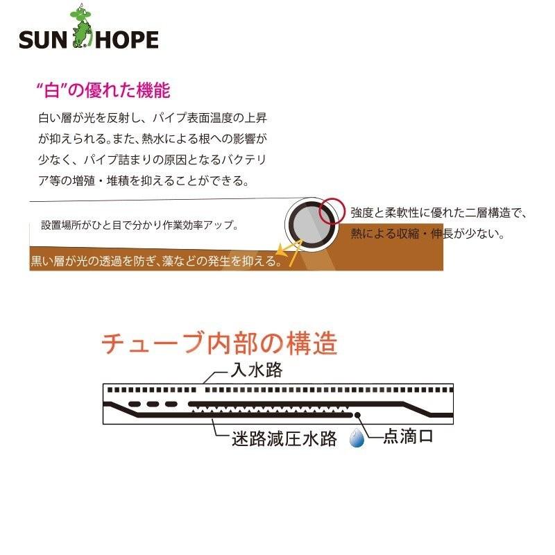 サンホープ SUNHOPE 白色 軟質ドリップチューブ RI-WT10M 点滴ピッチ10cm/長さ1,150m巻き 養液栽培に最適 法人様限定 ...