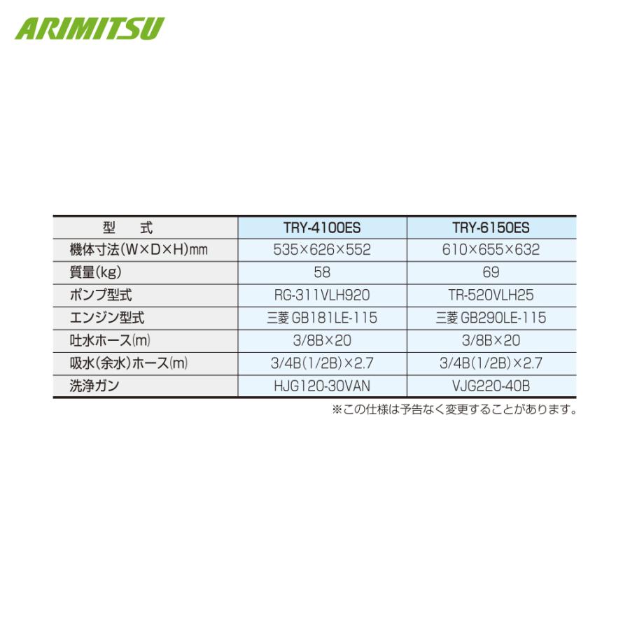 有光工業 アリミツ｜有光工業 高圧洗浄機 プロ仕様・高圧洗浄機エンジンタイプ 皮ハギ兼用 TRY-6150ES 最高圧力14.7Mpa : AZTEC ヤフーショップ - 通販 - Yahoo ...