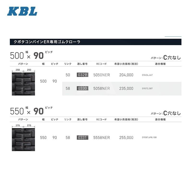 KBL KBL｜コンバイン用クローラ幅500xピッチ90 xリンク58 RC5058NER クボタ対応 : AZTEC ヤフーショップ ...