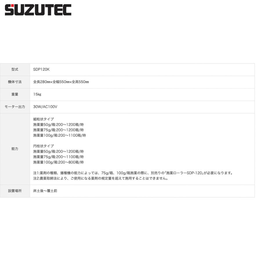 TEC（TOSHIBA） スズテック SUZUTEC｜苗箱施薬ホッパー SDP120K 播種と同時に施薬し、省力化を実現 : AZTEC ヤフーショップ - 通販 - Yahoo!ショッピング