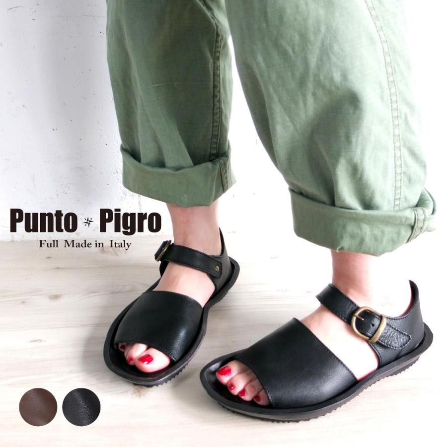 punto pigro [N] プントピグロ PUNTO PIGRO 正規輸入品 レザー サンダル レディース イタリア製 ハンドメイド ...