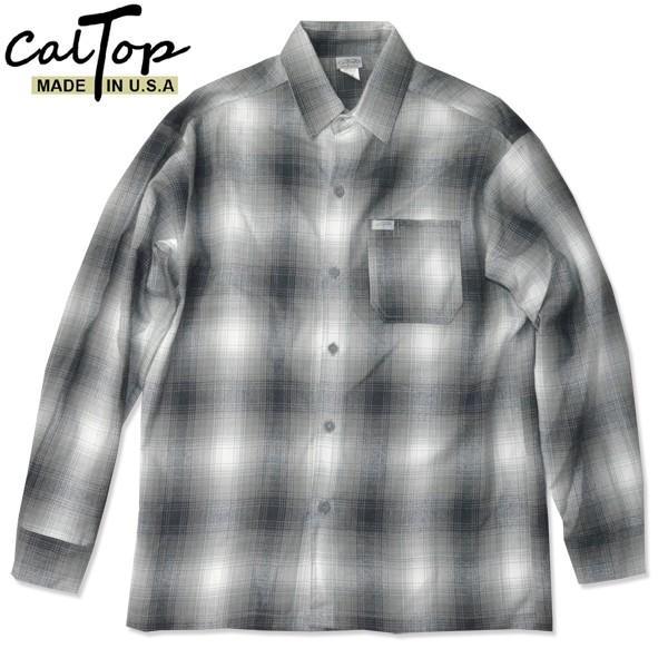 Cal Top キャルトップ オンブレ チェックシャツ OMBRE CHECK 長袖シャツ グレ−/ホワイト GREY/WHITE : B.E ...