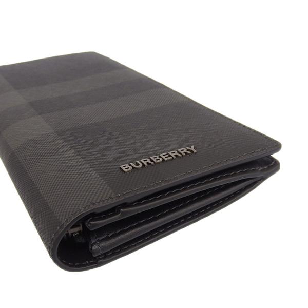 BURBERRY バーバリー チェック柄 二つ折り 長財布 グレー メンズ BURBERRY バーバリー チェック柄 二つ折り 長財布 グレー メンズ