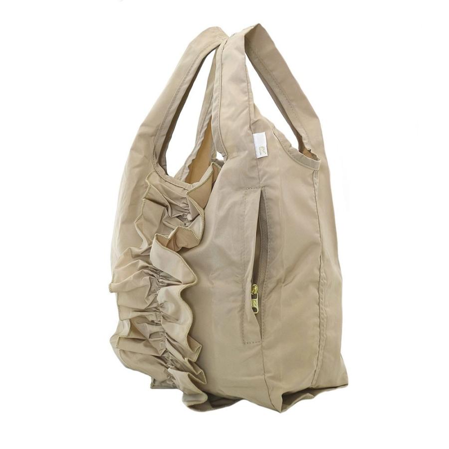 ROOTOTE（ルートート） エコバッグ ROOTOTE EU.ルーショッパーミッドフリル-A 折りたたみ ショッピングバッグ ROO-shopper ベージュ : BACK - 通販 ...