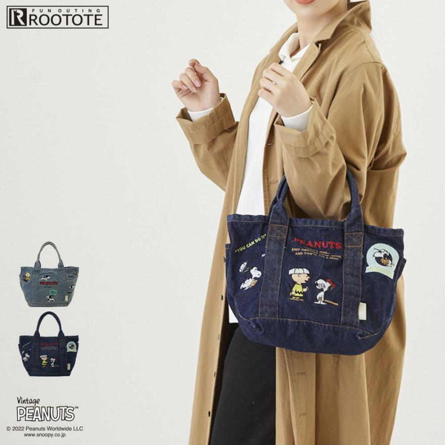 ROOTOTE 2022新作 スヌーピーバッグ IP.デリ.デニム.ピーナッツ スヌーピーコラボ スヌーピートートバッグ ルートート DELI PEANUTS-7R 8264 キャッチ ...