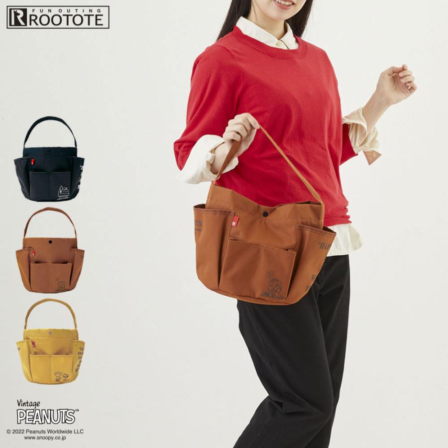 ROOTOTE 2022新作 スヌーピーバッグ IP.デリ.ポケッツ.ピーナッツ スヌーピーコラボ スヌーピートートバッグ ルートート DELI PEANUTS-7U 8262 ブラック ...