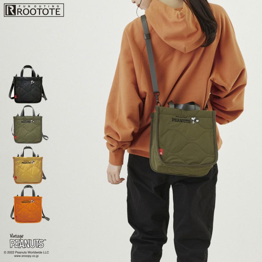 2022新作 スヌーピーバッグ 正規品 ROOTOTE ルートート IP.スクエア.キルト.ピーナッツ スヌーピーコラボ SQUARE PEANUTS-7T 8271 オレンジ :21961 ...