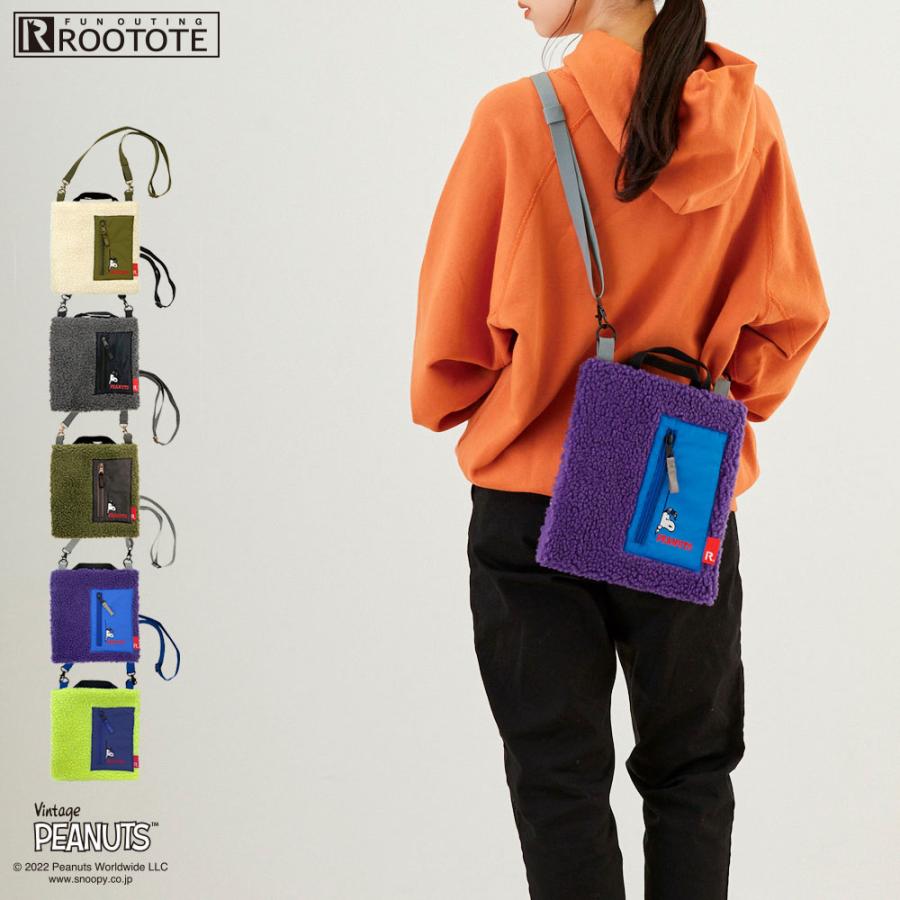 ROOTOTE 2022新作 スヌーピーバッグ IP.サコッシュ.ボア.ピーナッツ-7V スヌーピートートバッグ ルートート Sacoche PEANUTS 8274 パープル : BACK ...