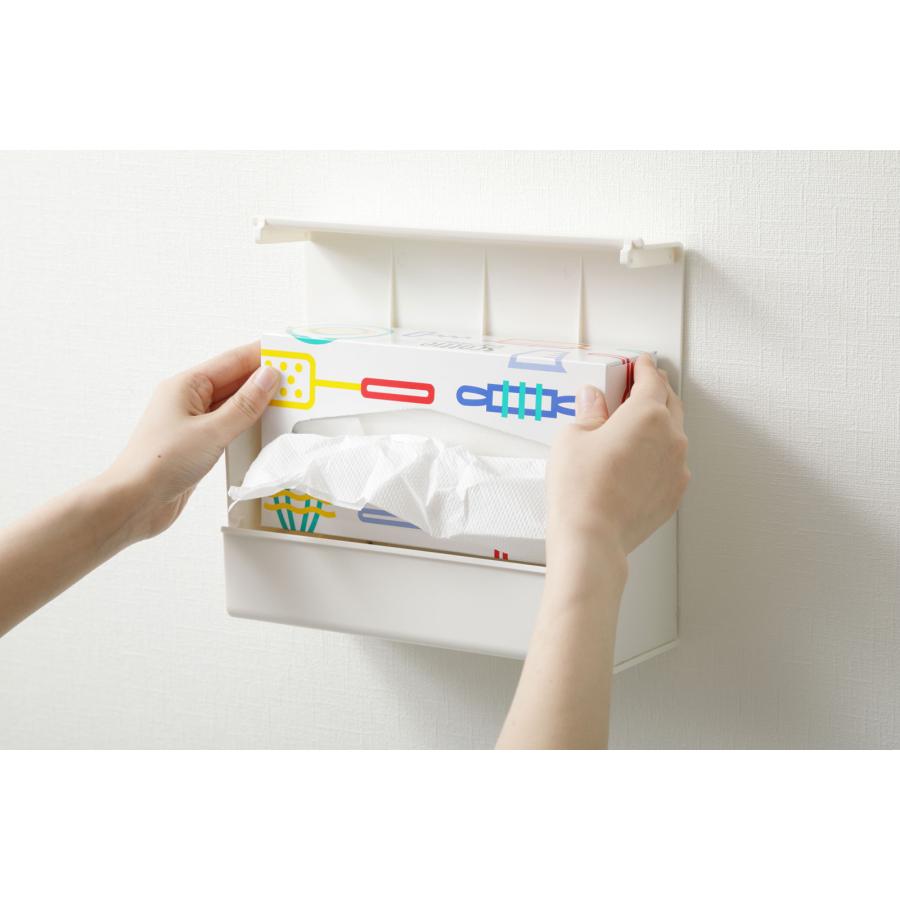 ペーパータオルホルダー ideaco イデアコ WALL PT2 壁掛けペーパータオルケース キッチンペーパー ペーパータオルケース ウォールピーティー2 サンドホワイト : BACK ...