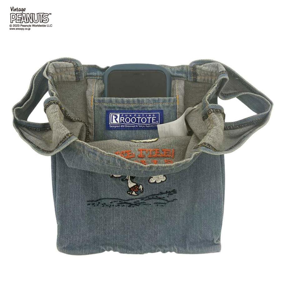 ROOTOTE（ルートート） 2023新作 スヌーピーバッグ 正規品 IP.ルーショッパーミニ.デニム.ピーナッツ-8I 8315 スヌーピーコラボ スヌーピートートバッグ サーフ ...