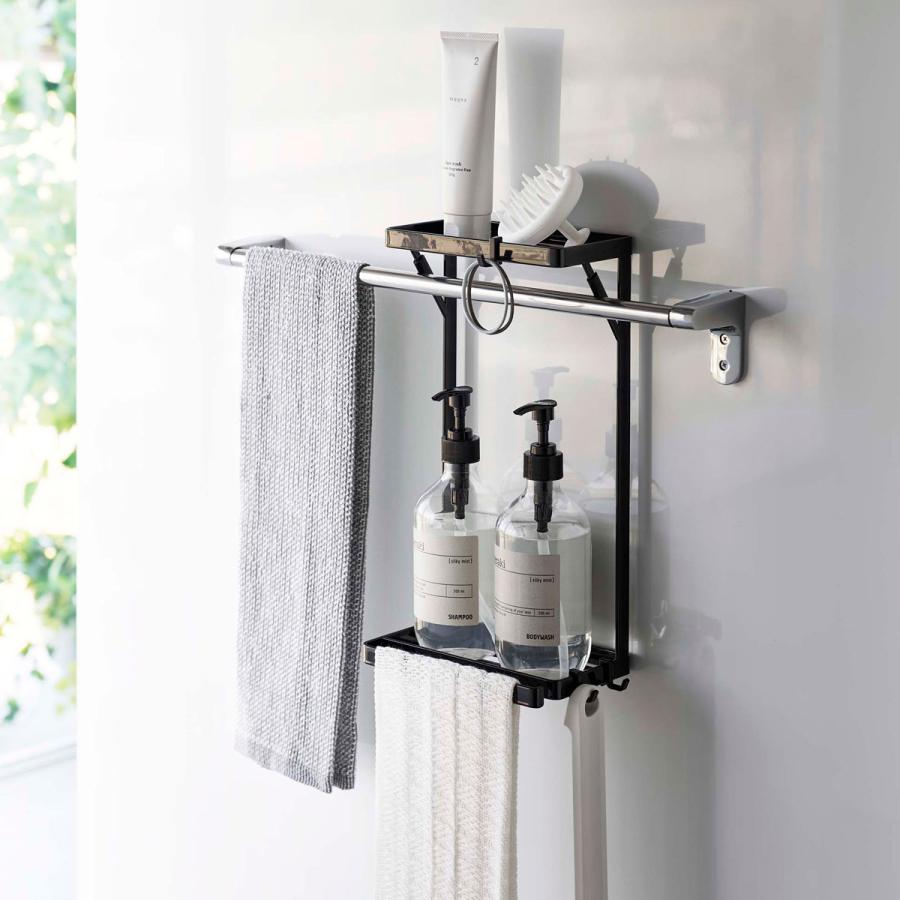 tower バスラック 山崎実業 正規品 TOWER タワー タオル掛け上ラック 2段 浴室用ラック 浴室収納 ブラック : BACK - 通販 - Yahoo!ショッピング