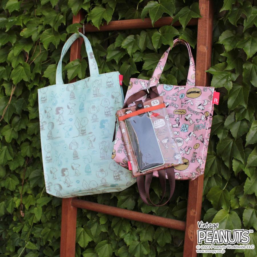 ROOTOTE（ルートート） 2023新作 スヌーピーバッグ スクエア.ラミネート.ピーナッツ-8M スヌーピートートバッグ SQUARE PEANUTS 8332 サックス : BACK ...