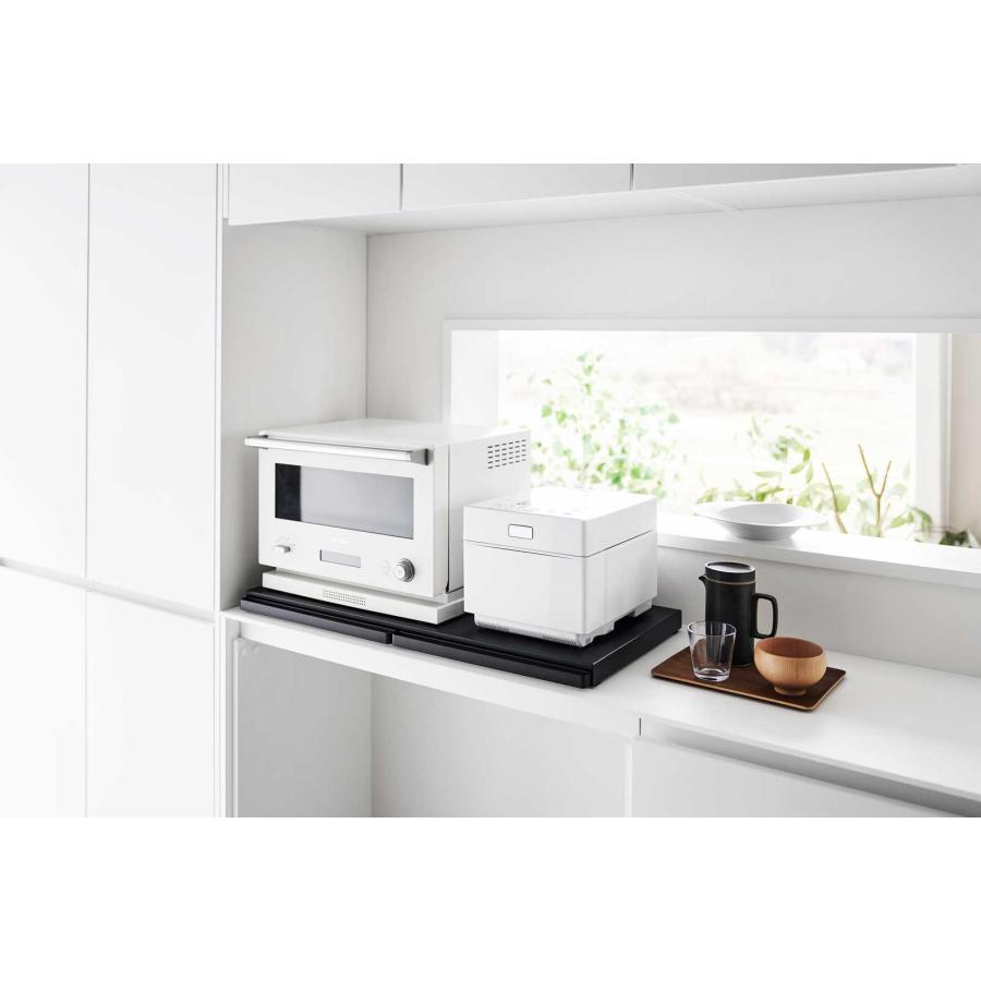 キッチンスライドテーブル 山崎実業 正規品 tower タワー キッチン家電下スライドテーブル W80 スライドテーブル 引き出し ブラック : 23903 : BACK - 通販 ...