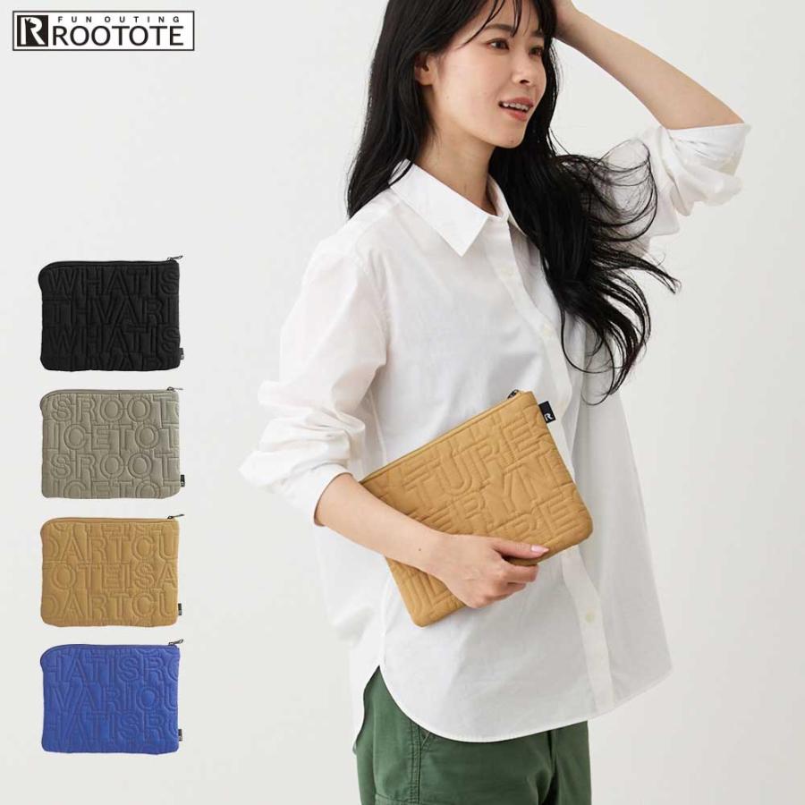 ROOTOTE 2024新作 ポーチ 正規品 ルートート SN.ポーチ.アルファベットスープ-キルティング-A 収納ポーチ SN.POUCH.AS-QUILT 1321 グレー : BACK ...