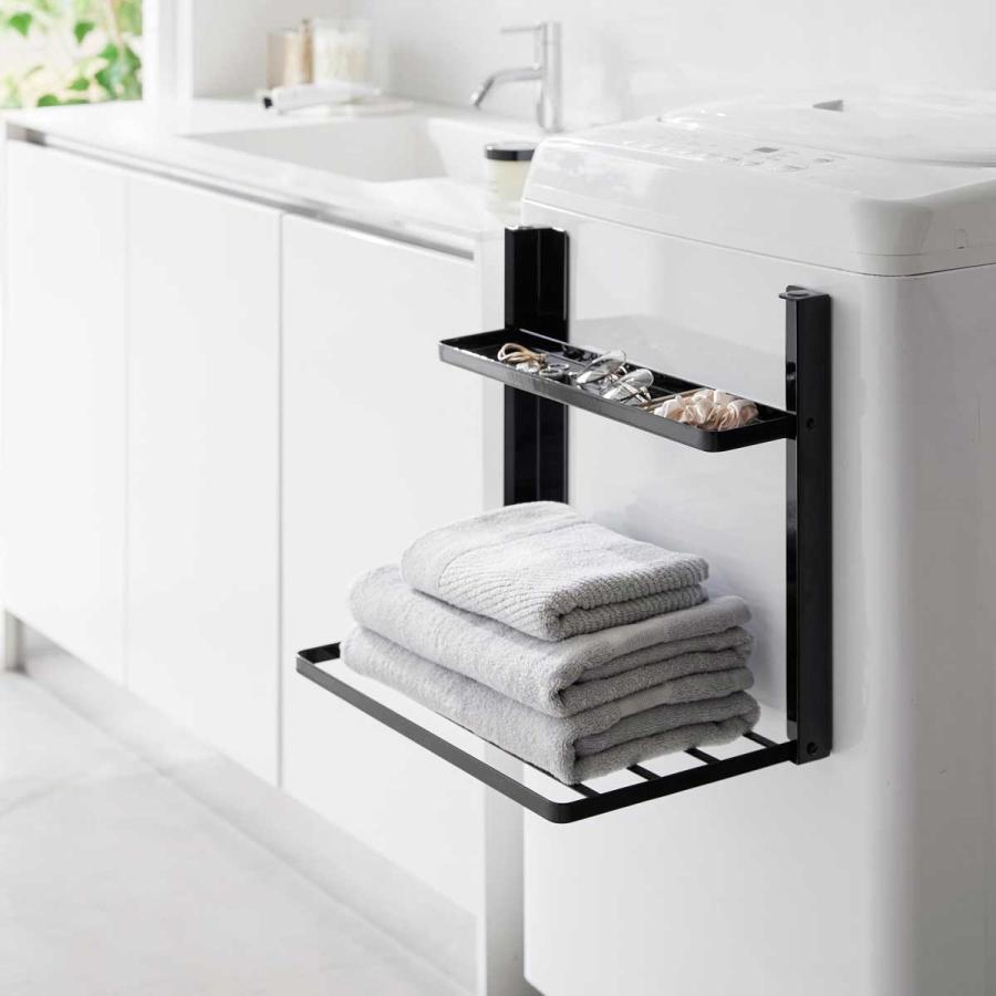 tower 折りたたみ棚 山崎実業 正規品 タワー 洗濯機横マグネット折り畳み棚 2段 折り畳み棚 シェルフ 1718 ブラック : BACK - 通販 - Yahoo!ショッピング
