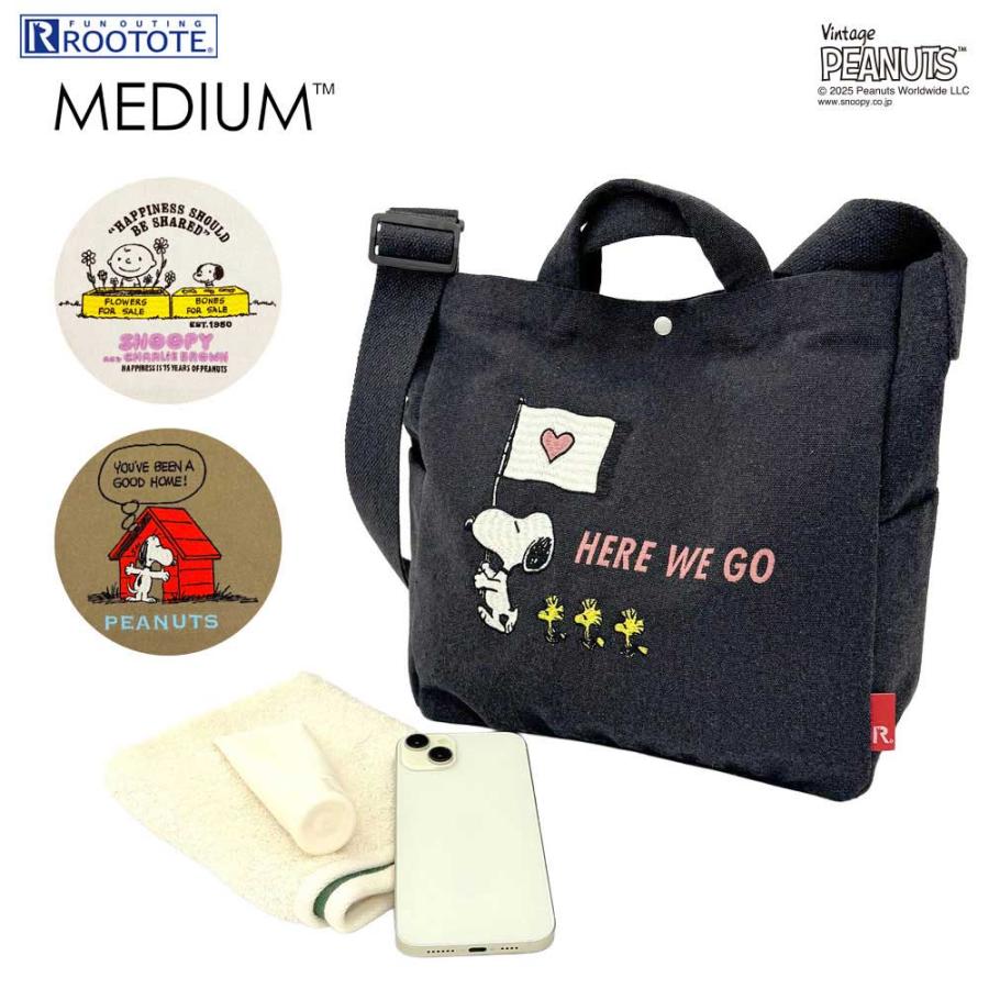 ROOTOTE 2025新作 スヌーピーバッグ 正規品 ルートート IP.ミディアム.2way.ピーナッツ-0J トートバッグ Vintage PEANUTS MEDIUM 8441 グレー ...