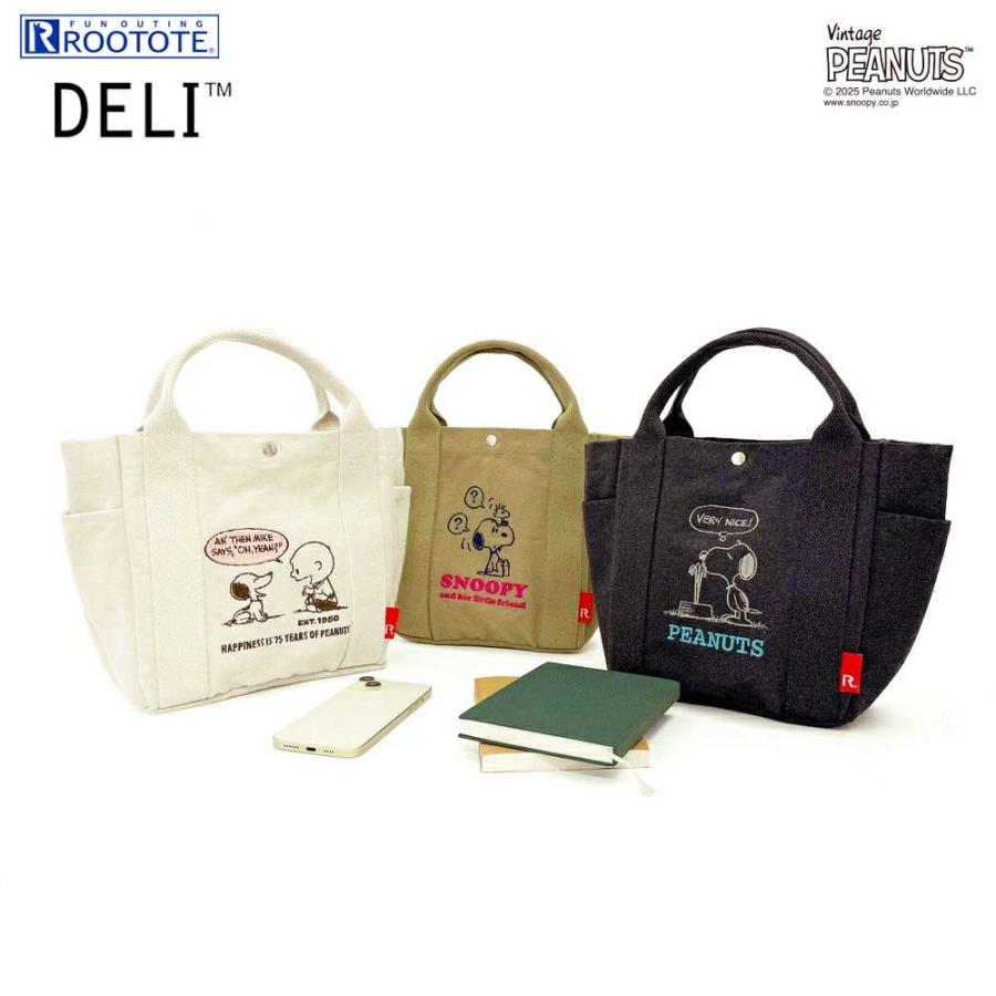 ROOTOTE（ルートート） 2025新作 スヌーピーバッグ 正規品 IP.デリ.ピーナッツ-0J トートバッグ Vintage PEANUTS DELI 8442 アイボリー : BACK ...