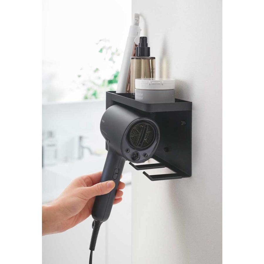 tower ドライヤーホルダー 山崎実業 正規品 タワー 壁付けドライヤー&ヘアーアイロンホルダー トレー付き ドライヤー収納ラック 10255 ブラック : BACK - 通販 ...