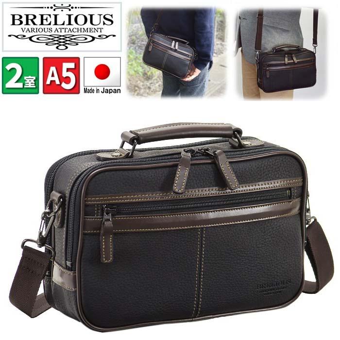 ショルダーバッグ 軽い 小さい メンズ 横型 斜めがけ ブランド BRELIOUS #16429 使い易い 2way 日本製 a5 牛革 ...