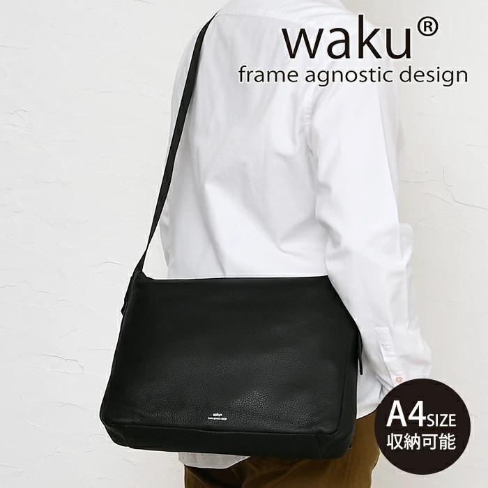 waku メンズ レディース ショルダーバッグ A4サイズ対応 ファスナー開閉 ワク WK-0095 : バッグのペレンネ Yahoo!店 - 通販 - Yahoo!ショッピング