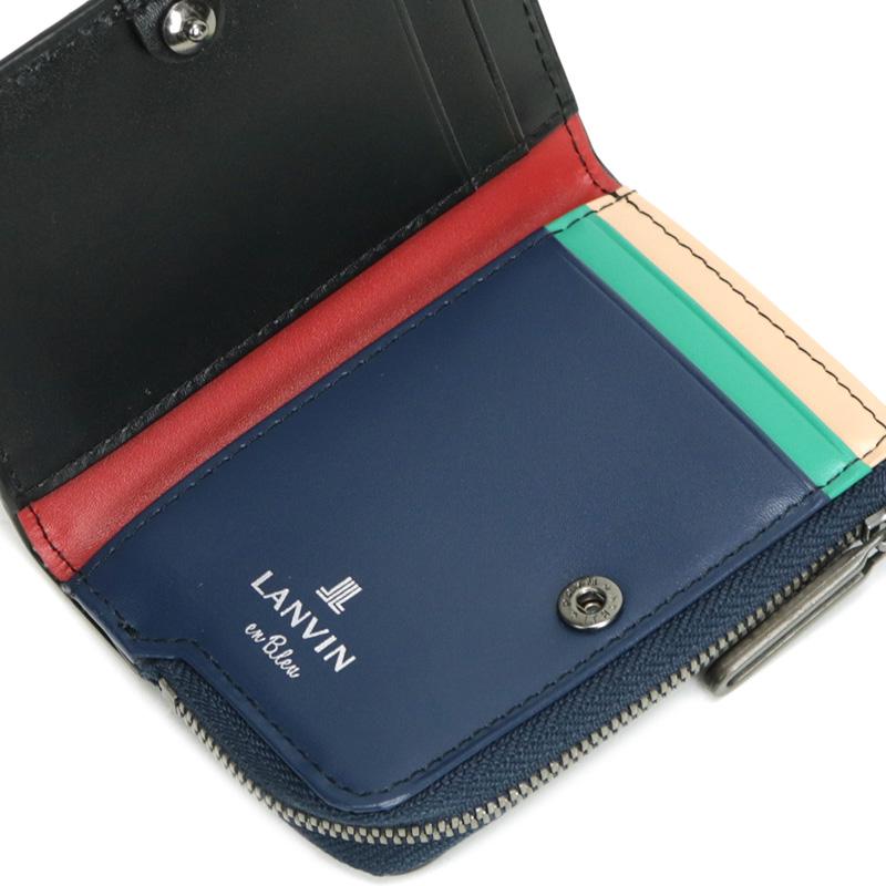 LANVIN en Bleu ランバンオンブルー スタンパ コインケース 小銭入れ 522602 L字ファスナー カード収納 キーリング付き ...
