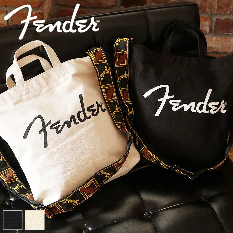 Fender（フェンダー） ショルダーバッグ ショルダートート 2WAY トートバッグ 斜め掛けバッグ 950-6000 A4 軽量 コットン モノグラムストラップ メンズ レディース ...