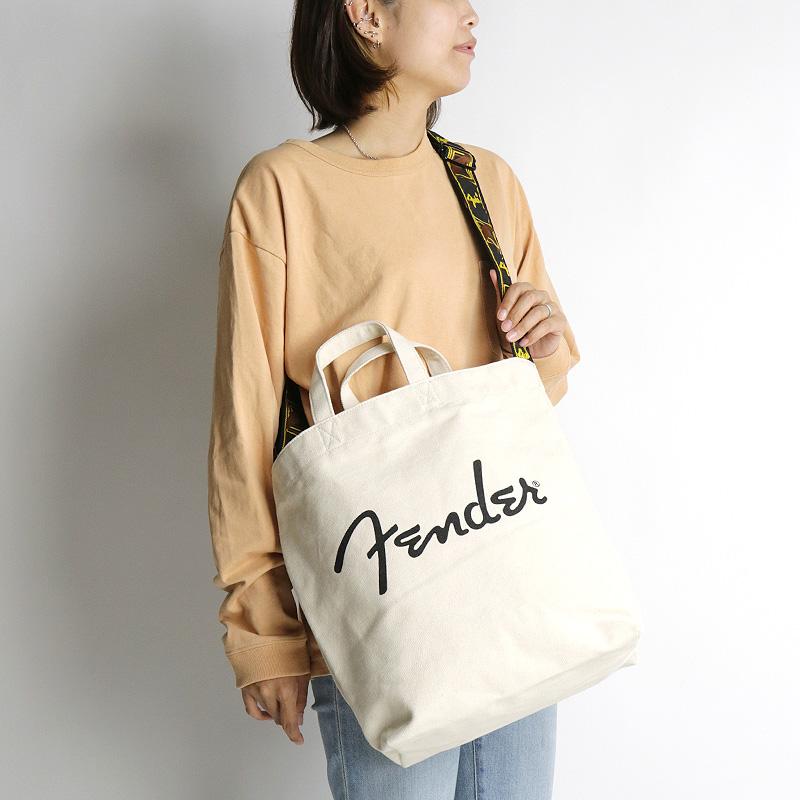 Fender（フェンダー） ショルダーバッグ ショルダートート 2WAY トートバッグ 斜め掛けバッグ 950-6000 A4 軽量 コットン モノグラムストラップ メンズ レディース ...