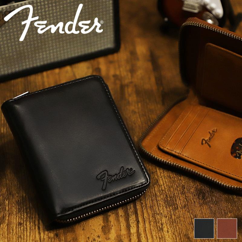 Fender（フェンダー） 二つ折り財布 札入れ ミドルウォレット ラウンドファスナー 950-702 ピック付き モノグラムストラップ付 ...