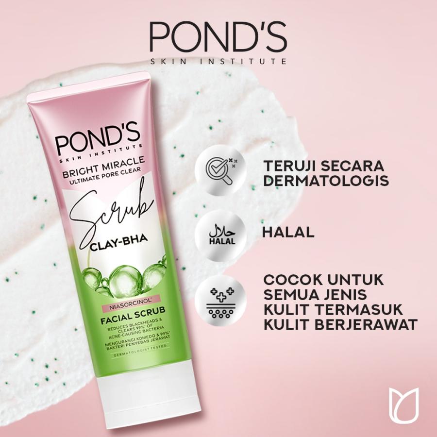 POND'S Pond's ポンズ Bright Miracleシリーズ Ultimate Pore Clear Scrub CLAY-BHA Facial フェイススクラブ 100g 海外 ...