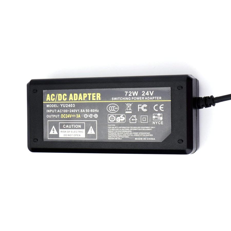 家庭用AC 100V→DC24V 3A 72w 24V3A 変換アダプター 汎用 電源 LEDテープ用 DCジャック付き アダプター - パーツ