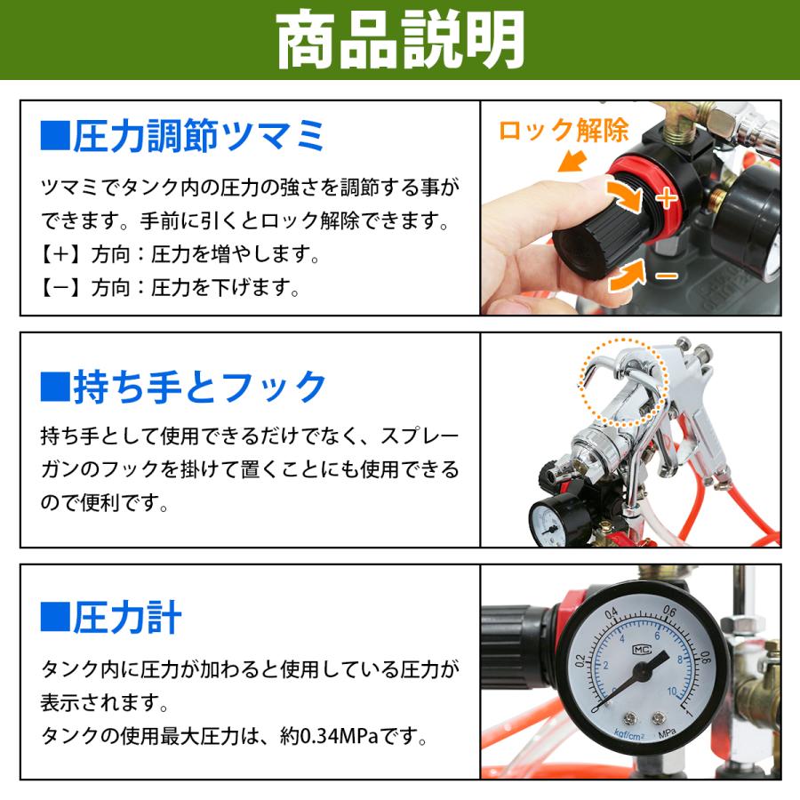 加圧式 エア スプレー ガン ノズル径 2.0mm 2L 圧力計 付 エアー 圧送ガン 塗装 ペイント ツール 建設機械 トラック DIY : バンディーショップセカンド - 通販 ...