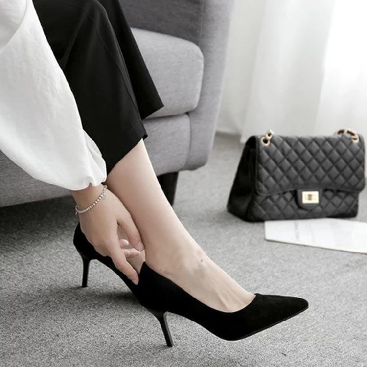 5cm/7cm/9cmヒール パンプス ポインテッドトゥ ハイヒール レディース 黒 ピンヒール シンプル 卒業式 結婚式 走れる スエード 通勤 仕 : 薔薇の城 - 通販 - Yahoo ...