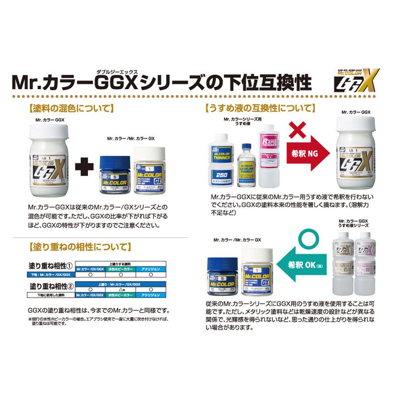 GSIクレオス Mr.カラー GGX ダブルジーエックス LG113 つや消しクリアー UVカット 溶剤系アクリル樹脂塗料 容量：60ml : 車模型 barchetta - 通販 ...